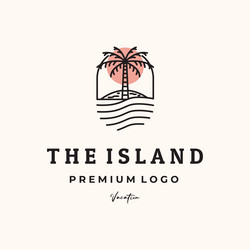 Island palm tree line art logo minimalist Vector Image