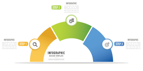 Semicircular or pie chart infographic for business