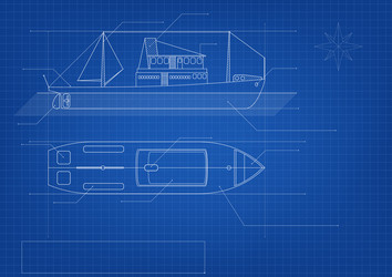 Blueprint of submarine military ship battleship Vector Image