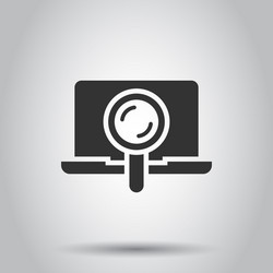 Computer search icon in flat style laptop Vector Image