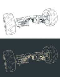 Car rear axle blueprint Royalty Free Vector Image