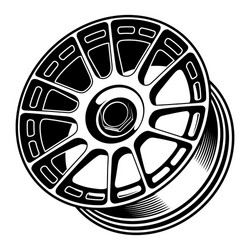Racing car wheel sticker monochrome Royalty Free Vector