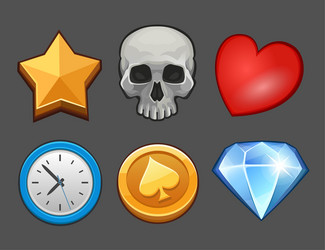 Cartoon golden coins nugget chest wallet ui set Vector Image