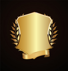 Golden shield retro design Royalty Free Vector Image
