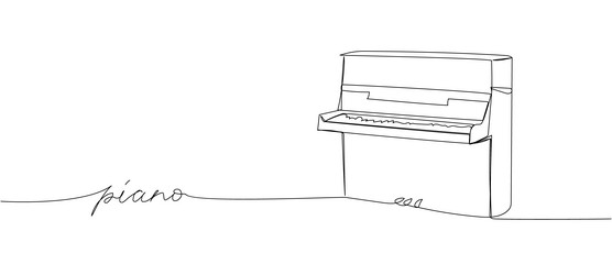 Piano one line color art continuous line drawing Vector Image