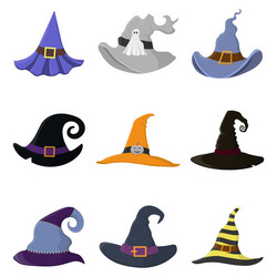 Halloween hats witch costume cap autumn holiday Vector Image