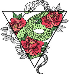 Tattoo with rose and snake sacred geometry Vector Image