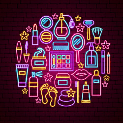 Cosmetics neon concept Royalty Free Vector Image