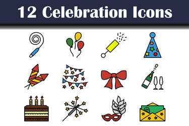 Celebration icon set Royalty Free Vector Image