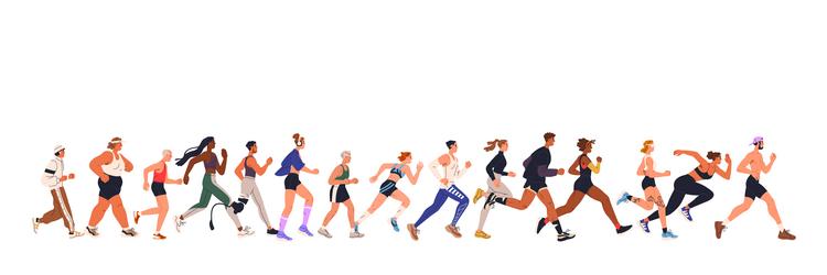 Cartoon Crowd Running Vector Images (over 1,000)