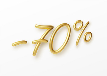 Discount minus 70 percent golden shiny numbers Vector Image