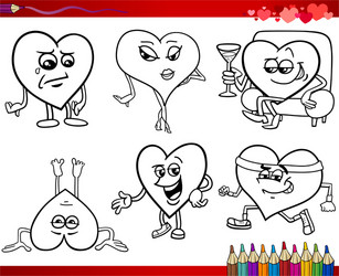 Heart with valentine card coloring page Royalty Free Vector