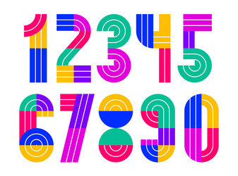 Geometric numbers set digits retro 90s style Vector Image