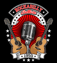 Rockabilly logo dan gun template Royalty Free Vector Image