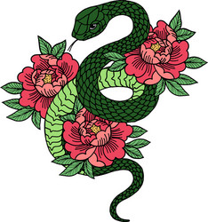 Tattoo with roses and snake sword dagger Vector Image