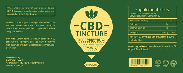 Cbd label design template dropper bottle oil Vector Image