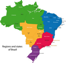 Map of brazil Royalty Free Vector Image - VectorStock