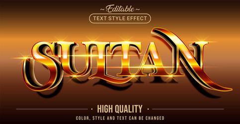 Editable text style effect - sultan Royalty Free Vector