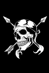 Skull of a pirate with dagger in his teeth Vector Image