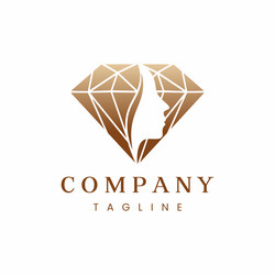 Diamond with beauty face logo design Royalty Free Vector