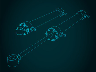 Hydraulic cylinder blueprint Royalty Free Vector Image
