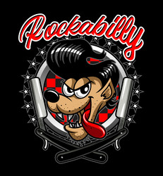Rockabilly logo dan gun template Royalty Free Vector Image