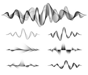 Music sound waves set Royalty Free Vector Image