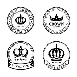 Crown logos set luxury corona monograms Royalty Free Vector