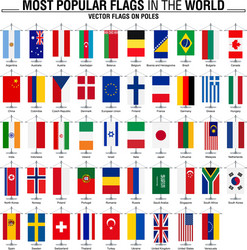 Collection triangle flags most popular world Vector Image