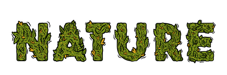 Decorative green marijuana alphabet design Vector Image