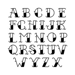 Old school tattoo alphabet letters tattoo Vector Image
