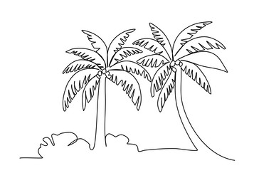 Palm one line drawing Royalty Free Vector Image