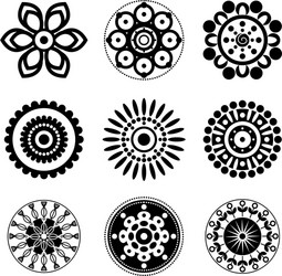 Set 3 simple design flower icons rounded Vector Image