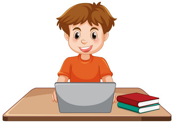 A man using laptop cartoon Royalty Free Vector Image