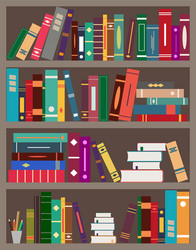 Library book shelf literature books cartoon Vector Image