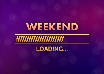 Cartoon weekend loading for print design black Vector Image