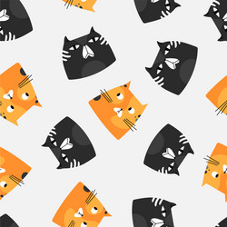 Seamless pattern with fat cats in cartoon style Vector Image