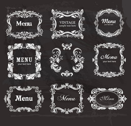 Set of vintage frames on the chalkboard Royalty Free Vector
