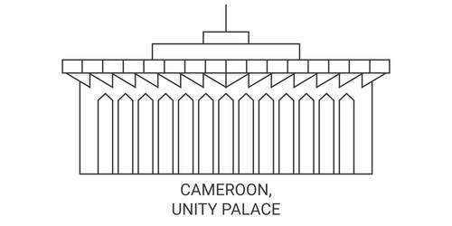Cameroon unity palace travel landmark Royalty Free Vector