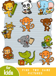 Find same picture game cartoon Royalty Free Vector Image