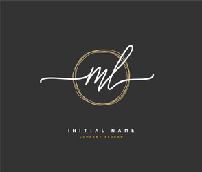 M l ml beauty initial logo handwriting Royalty Free Vector