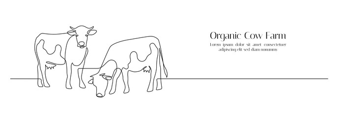 Cows on pasture in one continuous line drawing Vector Image