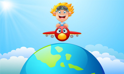 Happy plane cartoon Royalty Free Vector Image - VectorStock