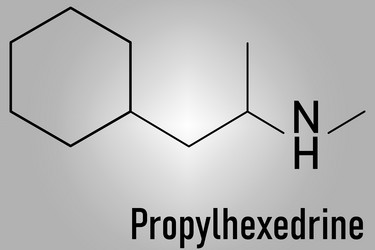 Propylhexedrine molecule skeletal formula Vector Image