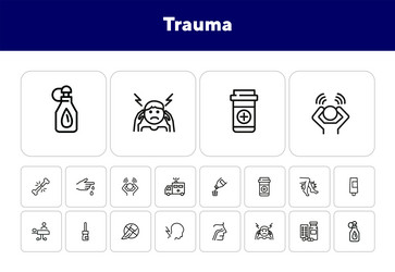 Trauma line icon set Royalty Free Vector Image