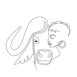 Continuous line art or one line drawing african Vector Image