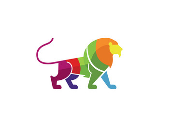 Creative colorful lion logo Royalty Free Vector Image
