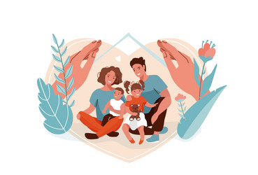Bright poster family protection with children Vector Image