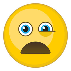 Yellow sick emoji sticker with mouth Royalty Free Vector