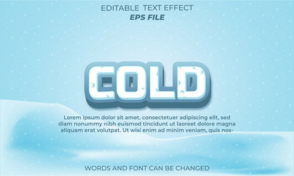 Cold text effect font editable typography 3d Vector Image